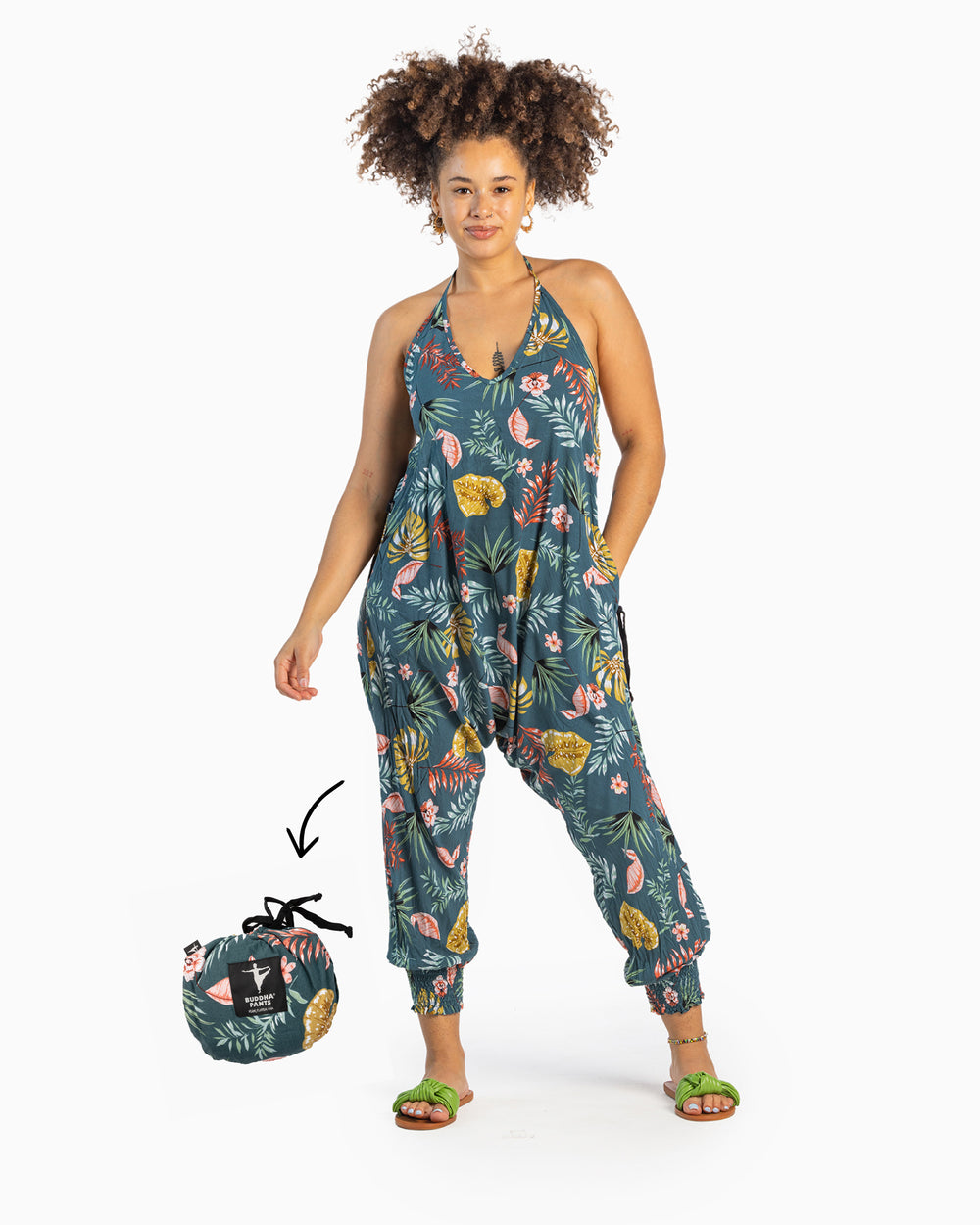 Boho Floral Jumpsuit | Flowy Romper with Pockets by Buddha Pants®️