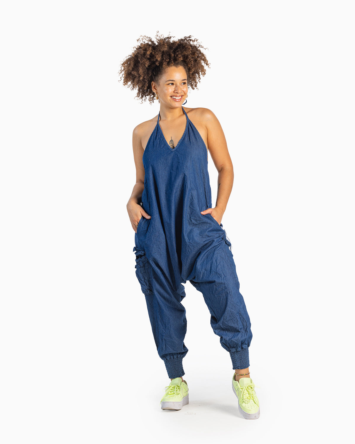 Premium Jean Jumpsuit Romper w/ Cargo Pockets | Buddha Pants