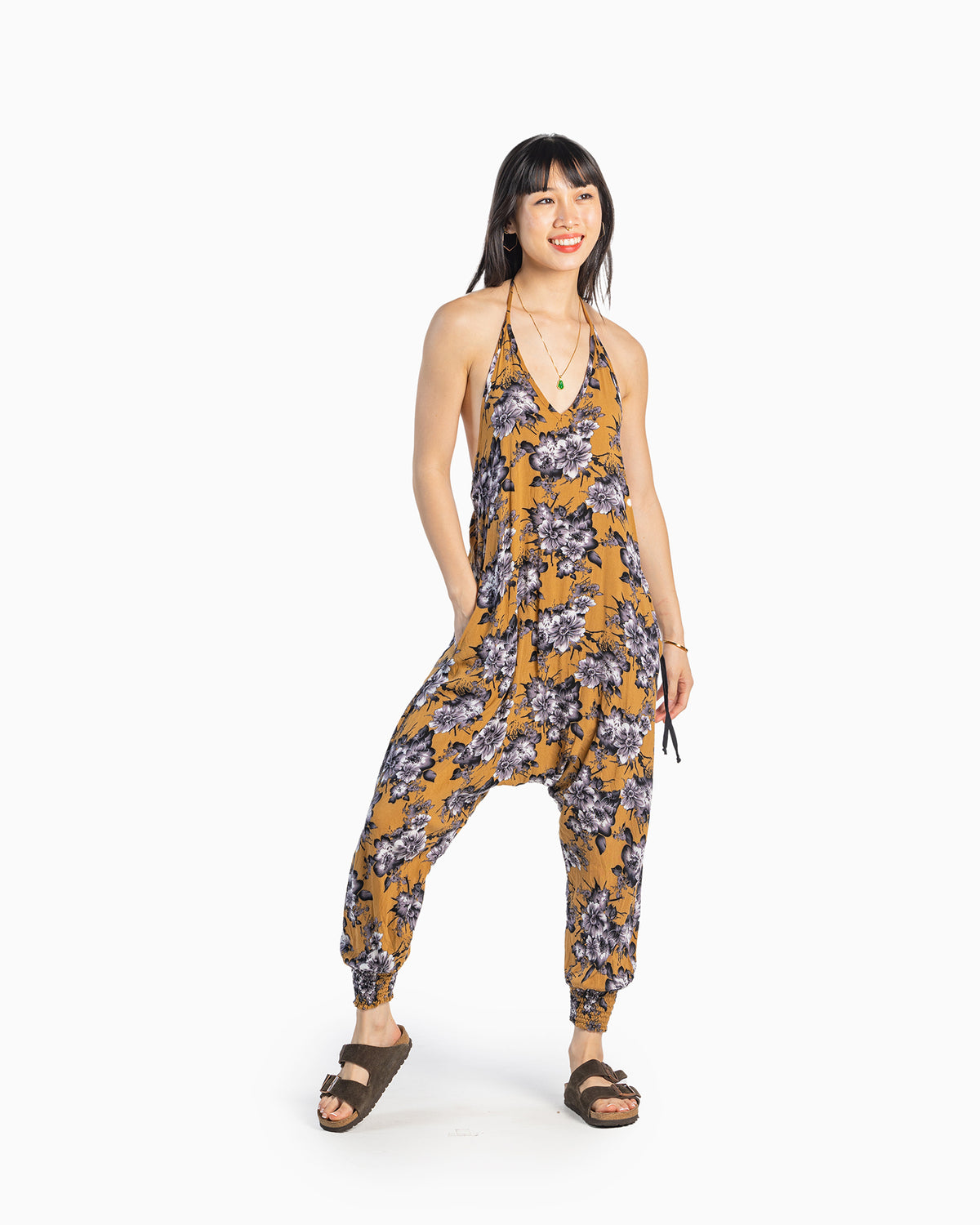 Boho Floral Jumpsuit | Flowy Romper with Pockets by Buddha Pants®️