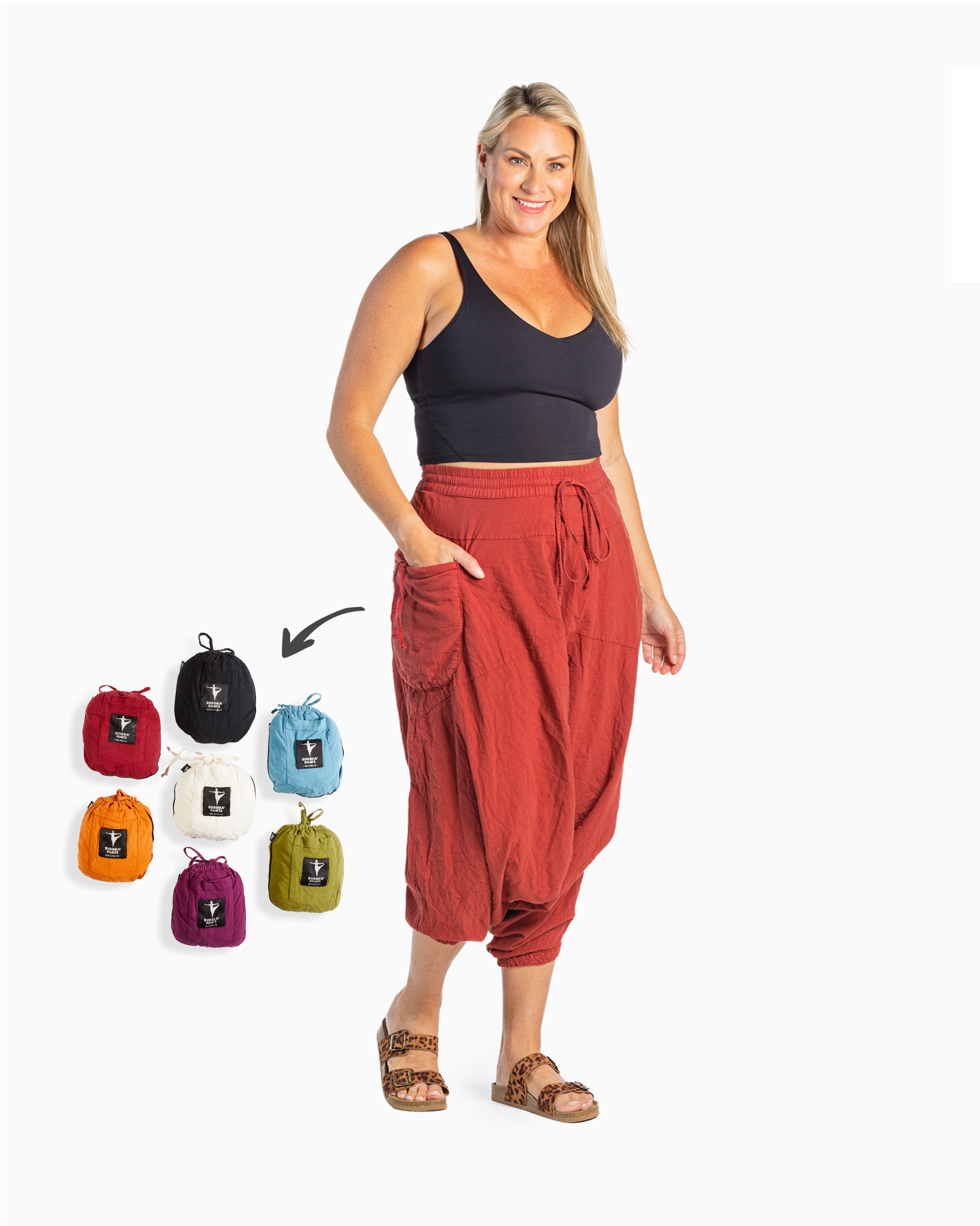 Unisex genie pants by Buddha Pants® | Seven Organic solid colors